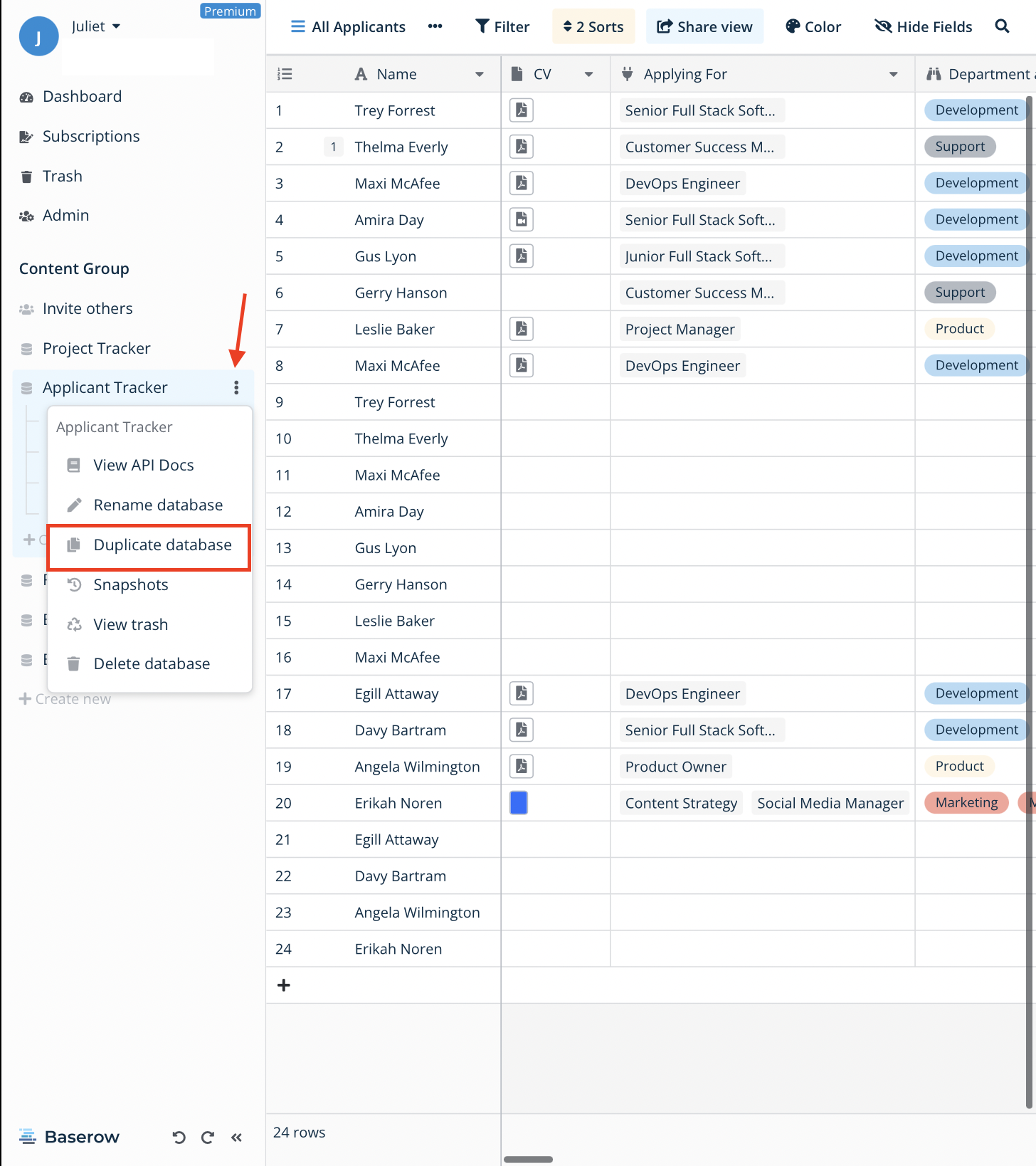 Create A Database Baserow 